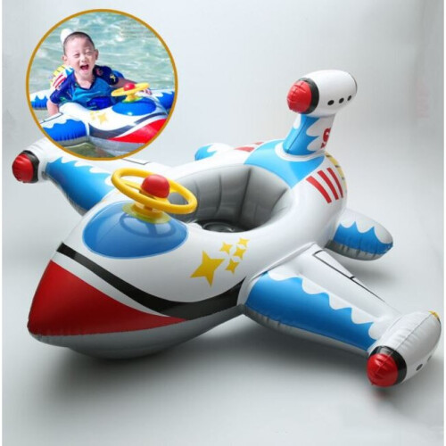 (White) Kids Swimming Float Ring Inflatable Airplane Pool Floats Seat ...