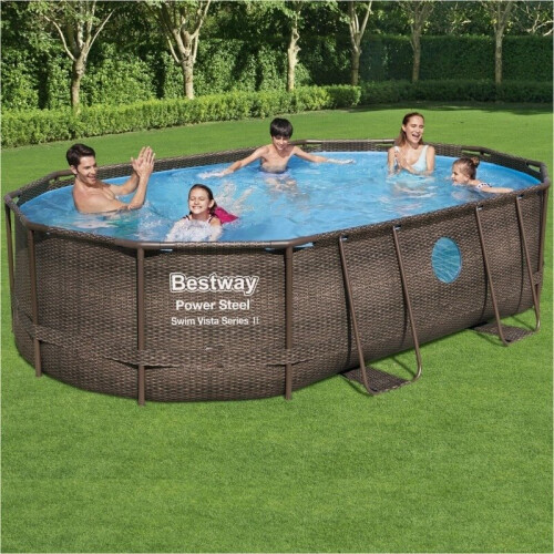 Bestway 16ft x 10ft x 42in Power Steel Swim Vista Series Oval Pool Set on OnBuy