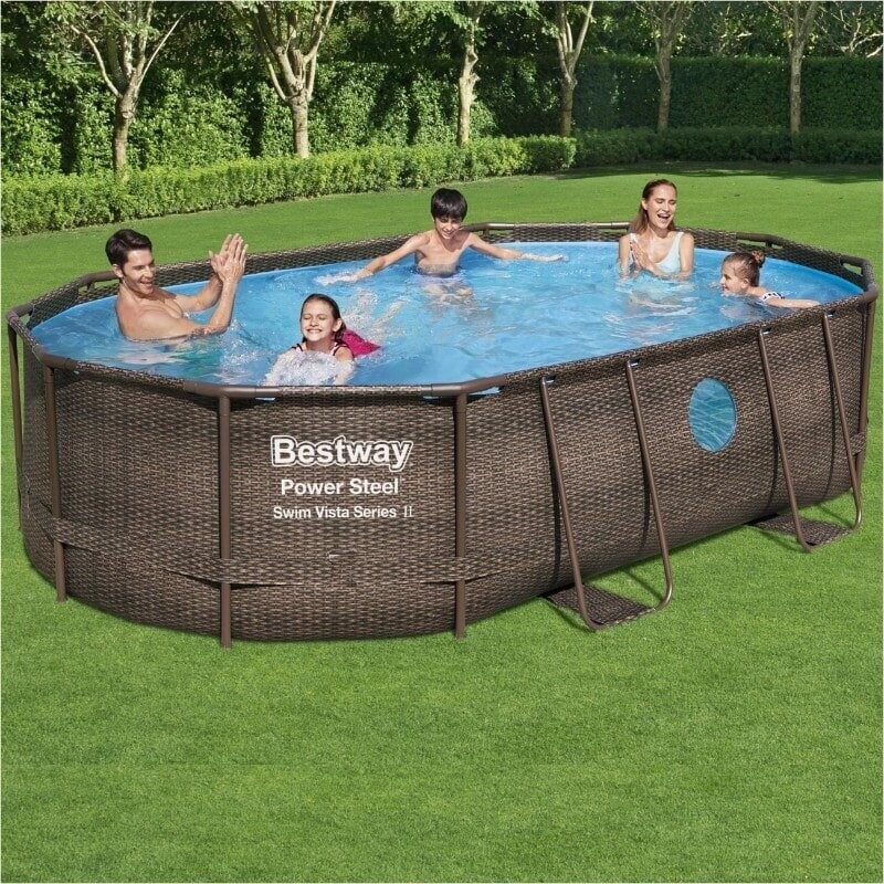 Bestway 16ft x 10ft x 42in Power Steel Swim Vista Series Oval Pool Set on OnBuy