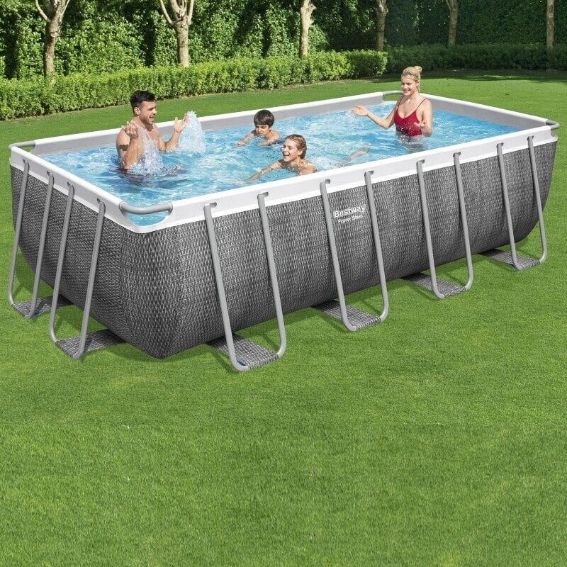 Bestway 16ft x 8ft x 48in Power Steel Rectangular Pool Set inc Filter ...