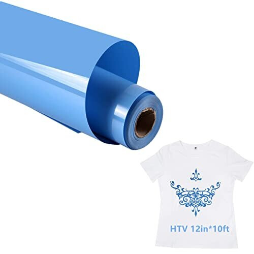 Sky Blue Vinyl Heat Transfer Vinyl Roll 12inx10ft(30.5305cm)HIKENRI Sky ...