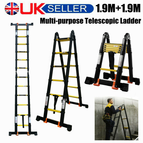 3.8M A Frame Folding Telescopic Ladder Extendable Folding Step Ladder ...