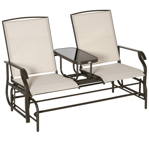 Outsunny 2 Seater Rocker Double Rocking Chair Garden Furniture Brown on ...