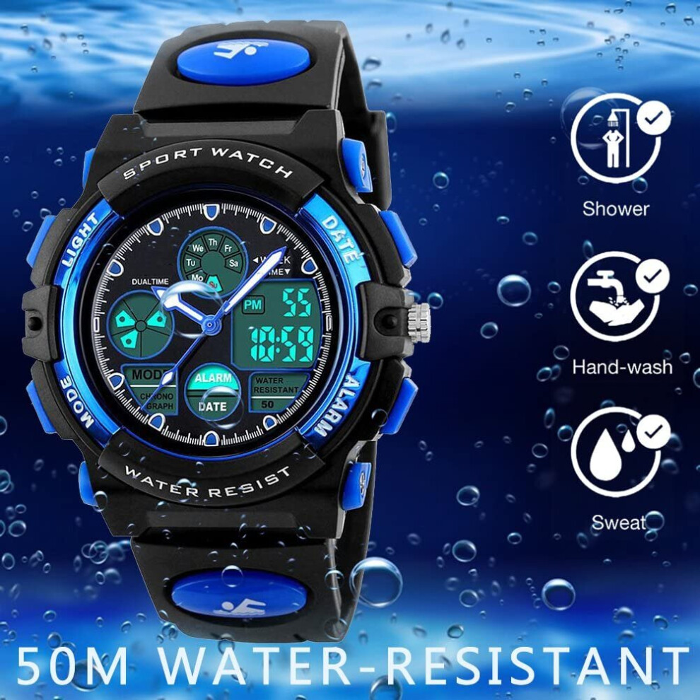 Kids Digital Sports Watches Boys Waterproof Sport Watch with Alarm Stopwatch LED Analog Wrist Watch with Chronograph Alarm for Childrens by RSVOM on OnBuy