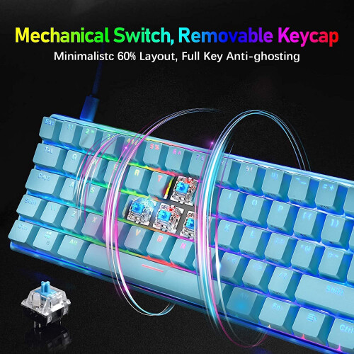 UK Layout 60% Mechanical Keyboard 62 Keys Blue Switch Wired Type C 14 ...