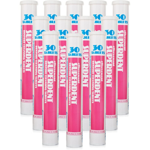 12X SUPERDENT Denture Cleansing Tablets 30 False Teeth - 360 ...