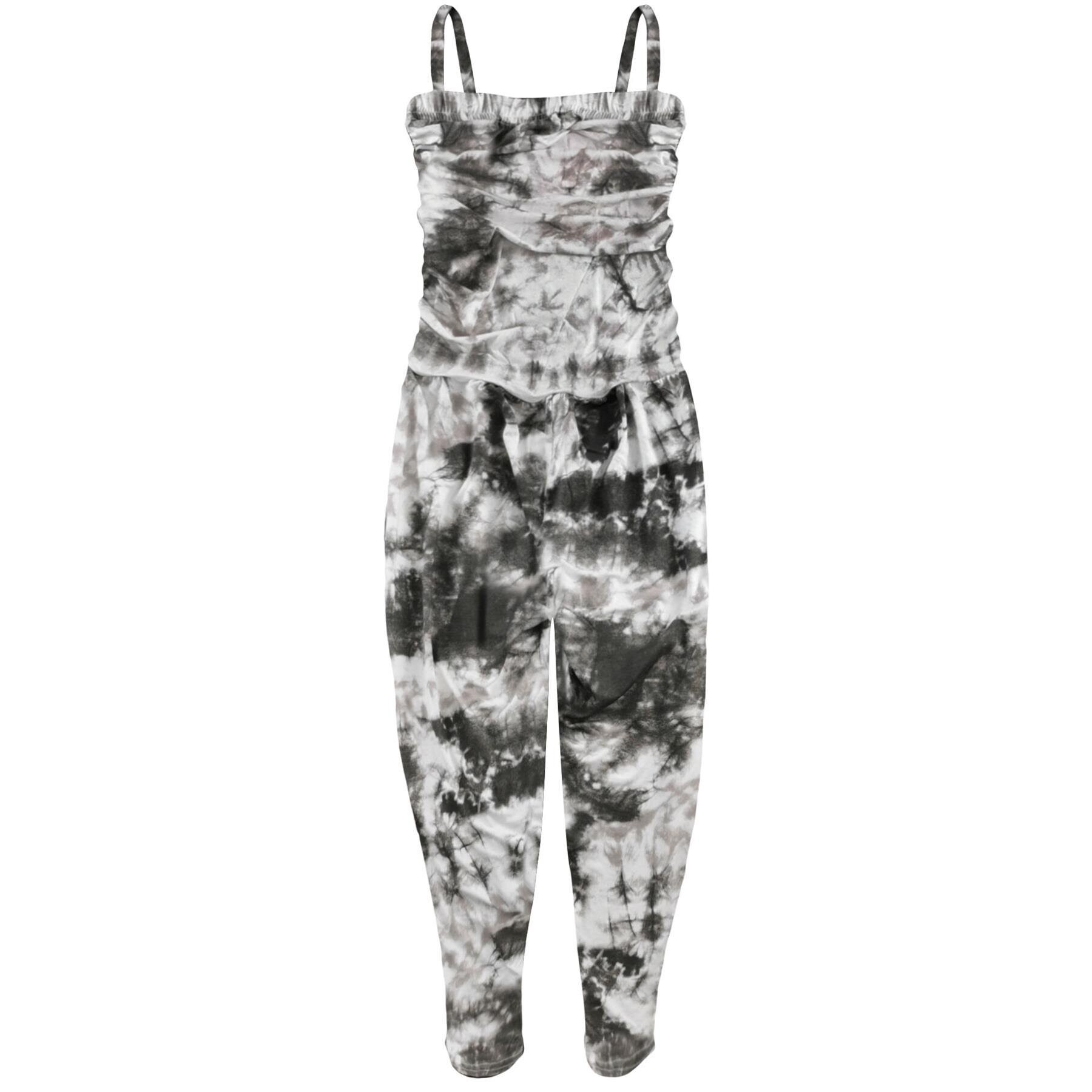 (13 Years, Tie Dye Grey) Girls Plain Color Playsuit All In One ...