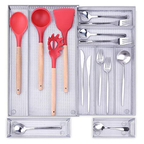 Cutlery Organiser Tray Expandable, 9 Compartments Cutlery Tray for ... Cutlery Organiser Tray Expandable, 9 Compartments Cutlery Tray for ...