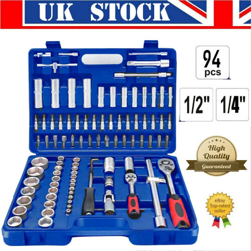 94 Pcs Socket Set Screwdriver Bits Torx Ratchet Handle 1/2" 1/4" Tool ...