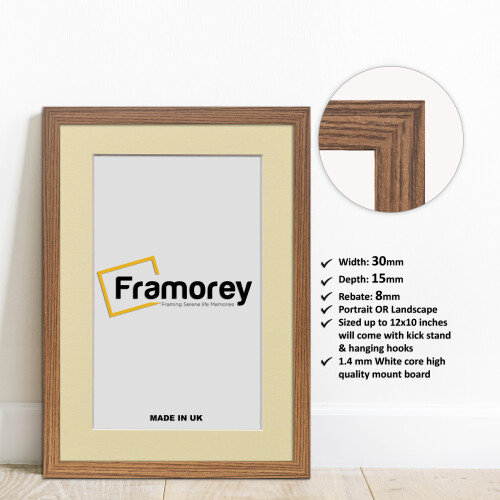 (A6 Pic (A5 Frame)) Dark Oak Picture Frame Photo Frames With Ivory ...