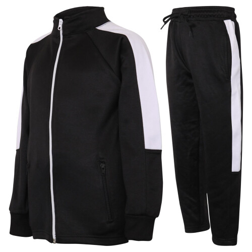 (3-4 Years, Black & White) Unisex Fleece School PE Kit Contrast ...