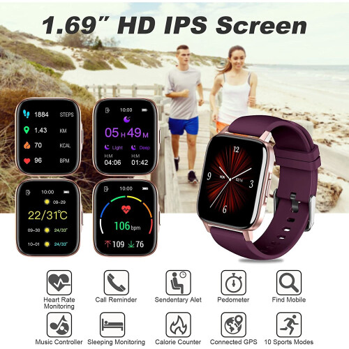 Smart Watch for Women, Step Counter Watch, OKYUK Smart Watch 1.69" with ...