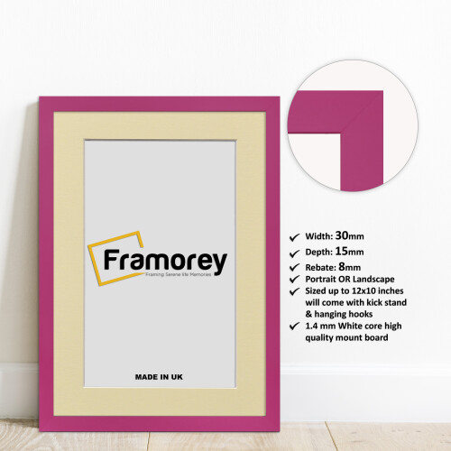 (12x6" Pic (14x8" Frame)) Pink Picture Frame Photo Frames With Ivory ...