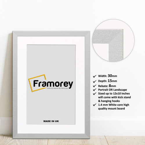 (A5 Pic (A4 Frame)) Silver Picture Frame Photo Frames With White Mount ...