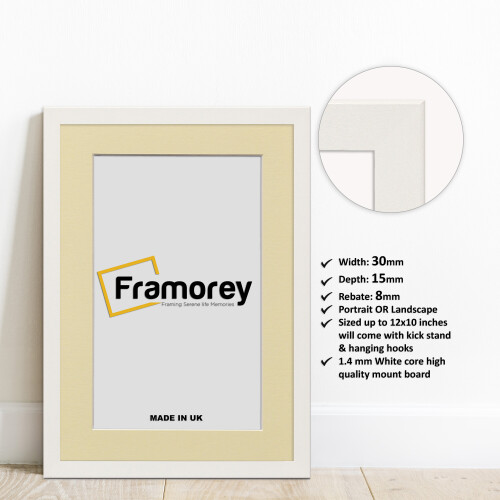 (36x24" Pic (40x28" Frame)) White Picture Frame Photo Frames With Ivory ...