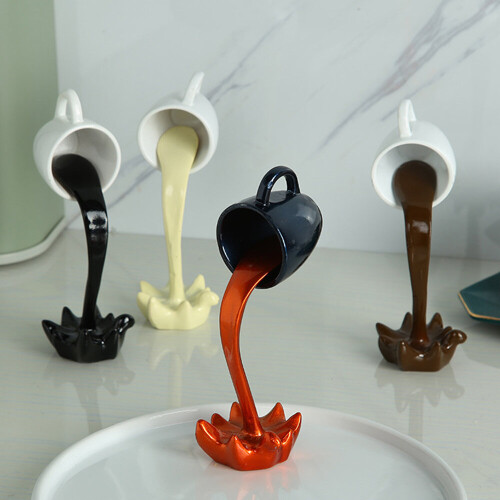 Resin Statues Floating Coffee Cup Art Sculpture Home Kitchen Decoration ...