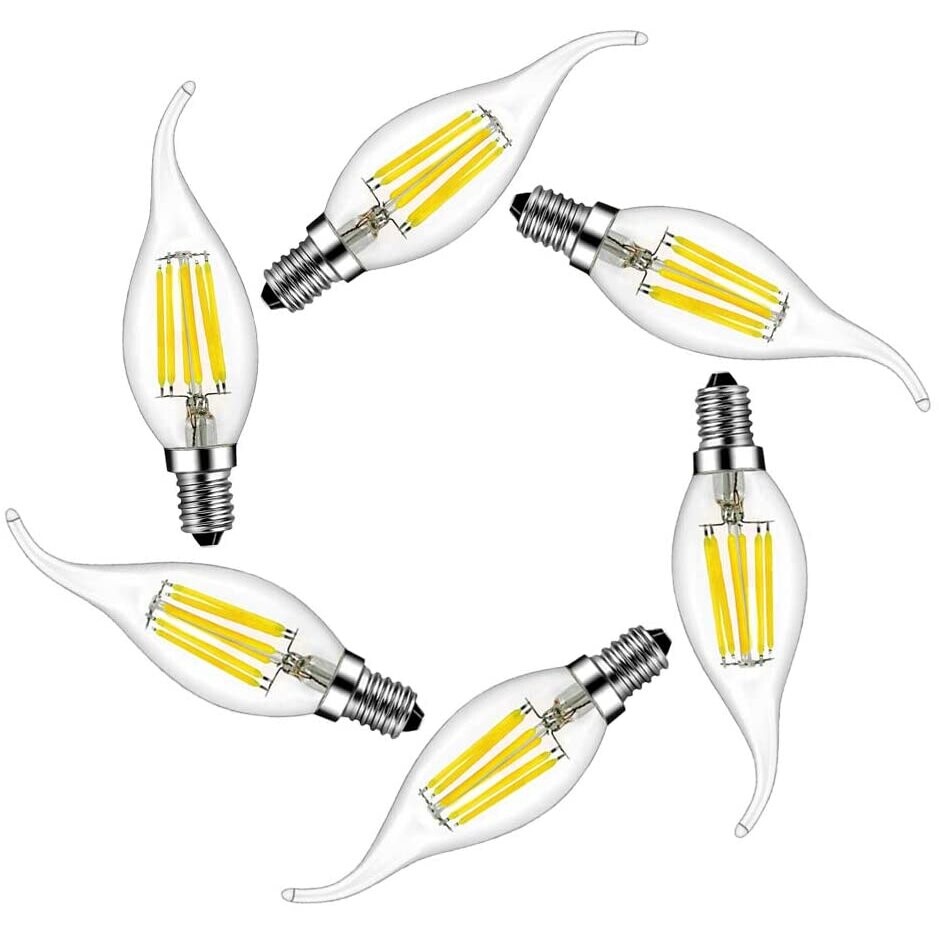 MENTA LED E14 Small Edison Screw Candle Bulb C35 6W Equivalent to 60W Cool White 6500K 600LM ...