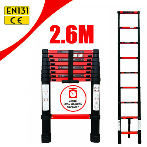 Telescopic loft ladder extendable collapsible step ladders secure bolt ...