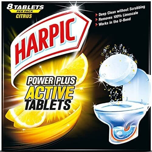 Harpic Powerplus Toilet Citrus Cleaning Tablets, Pack of 8 on OnBuy