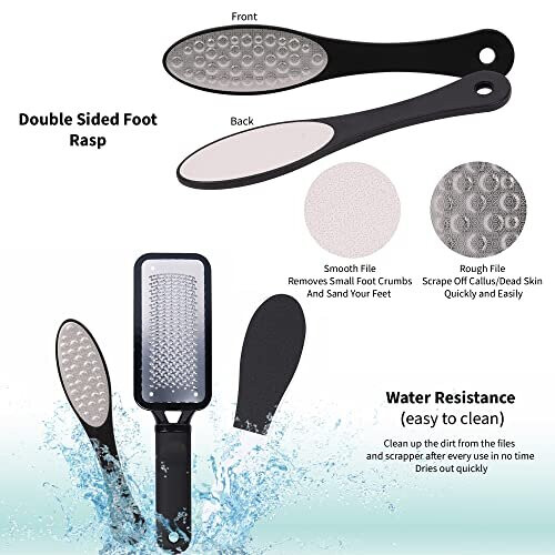 Professional Foot Files for Hard Skin - Premium 3 in 1 Pedicure Foot ...