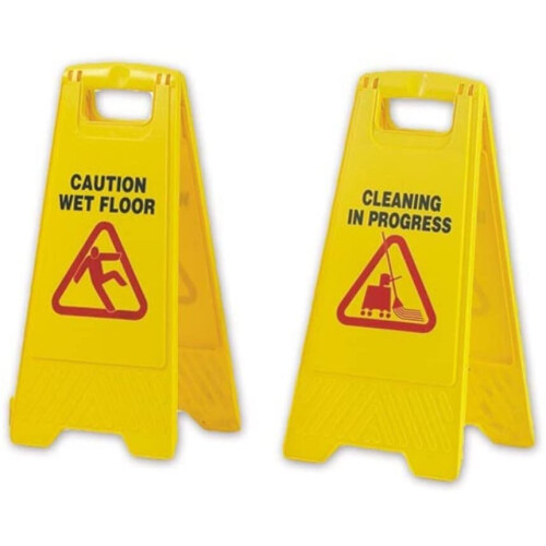 Wet Floor Sign Safety Maintenance Caution Wet Floor/Cleaning in Progress A Frames (Pack of 2) on ...