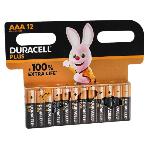 (12) Pack 12 Duracell Plus AAA Alkaline Power Battery 1.5v LR3 MN2400 ...