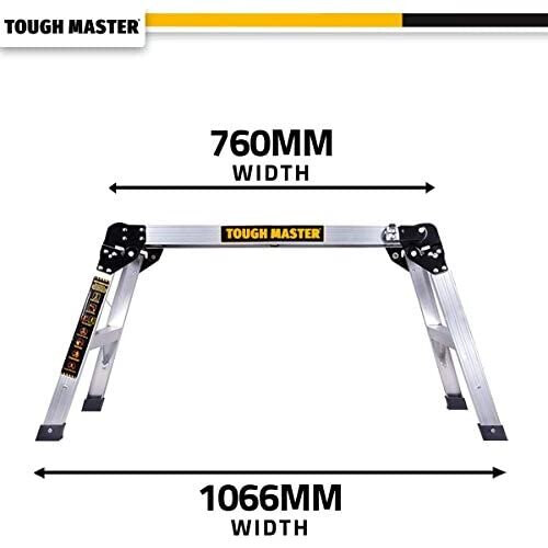 TOUGH MASTER Aluminium2 Step Up Ladder Folding Hop Up Fold Bench Stool ...