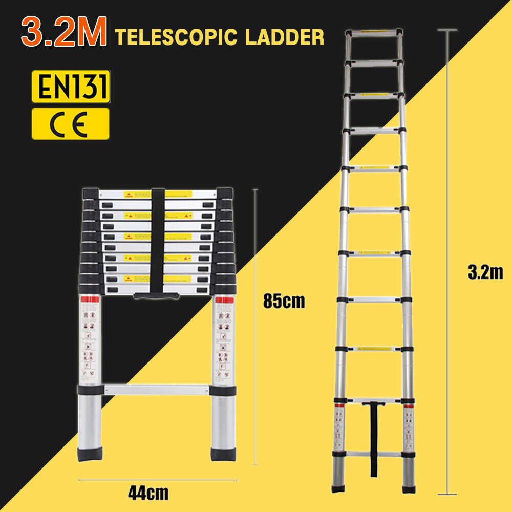 3.2M Telescopic Loft Ladder Collapsible Step Ladders Securing Bolt on OnBuy