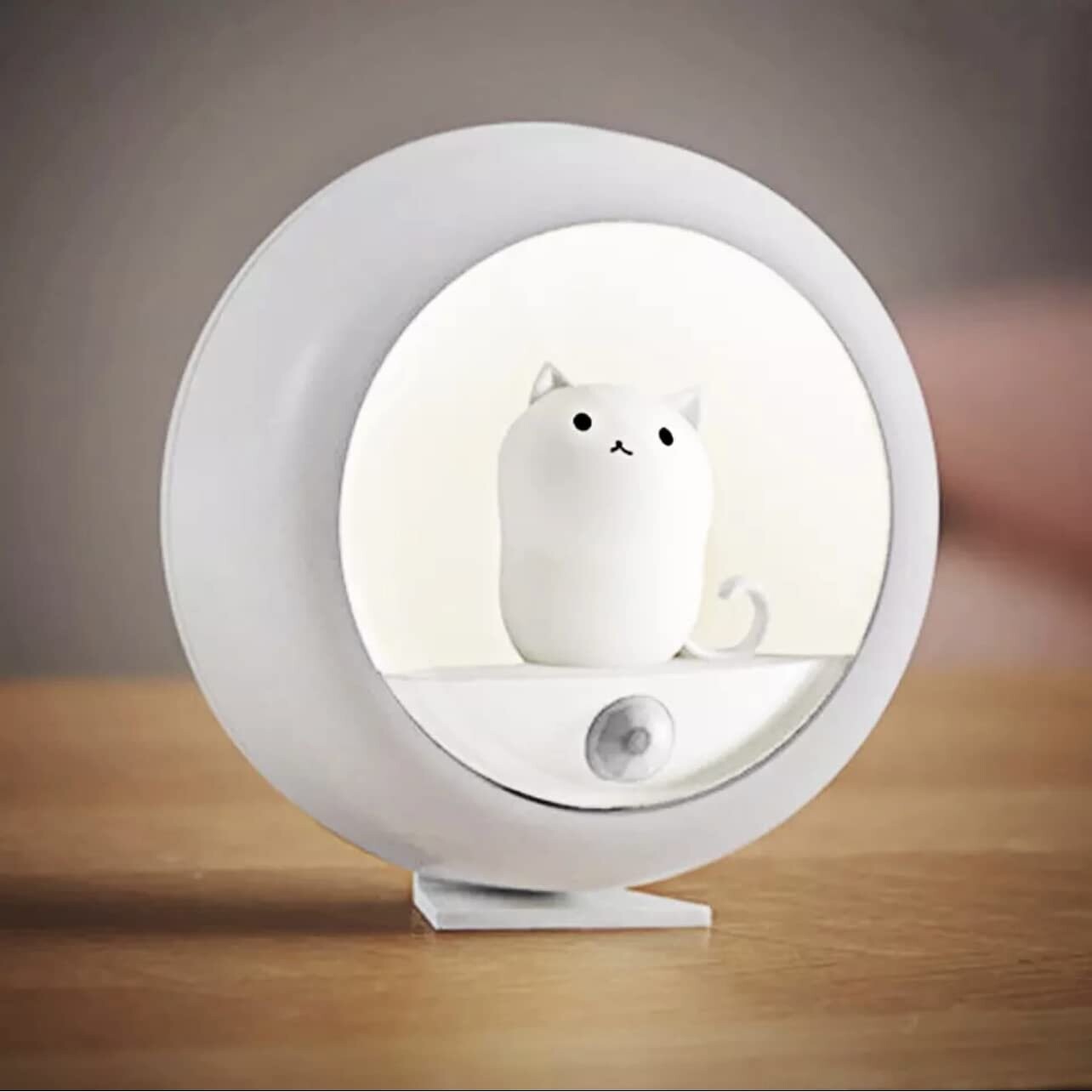 Smart Motion Sensor Cute Cat Nightlight USB Chargeable Bedside ...