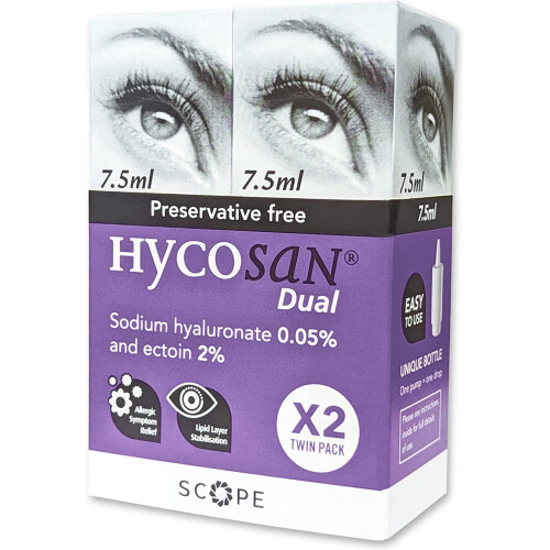 Hycosan Dual Twin Pack - Preservative Free Eyedrops - 0.05% Sodium ...