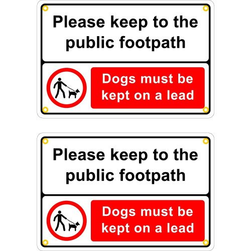 Pack of 2 rigid plastic signs 300mm x 200mm x 3mm with rounded corners ...