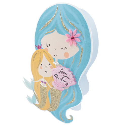 Mermaid Love Mummy Mother's Day 3D Paper Dazzle Greeting Card Glitter ...