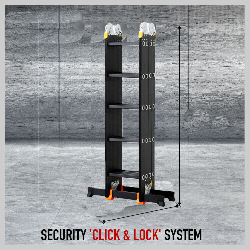 14 Way Multi Purpose Aluminium Folding Ladder Safety Step Ladder 5.7M ...