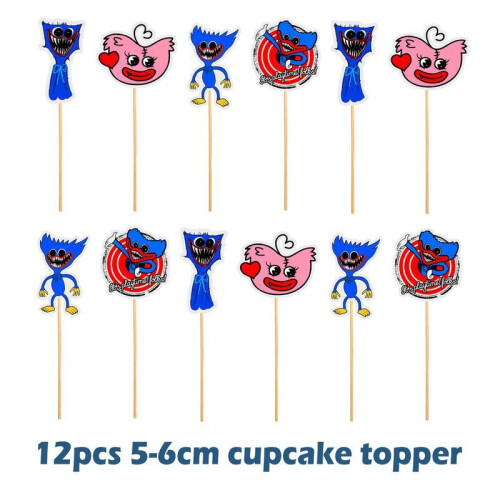 (12 Small Cake Topper) Poppy Playtime Huggy Wuggy Theme Birthday Party ...