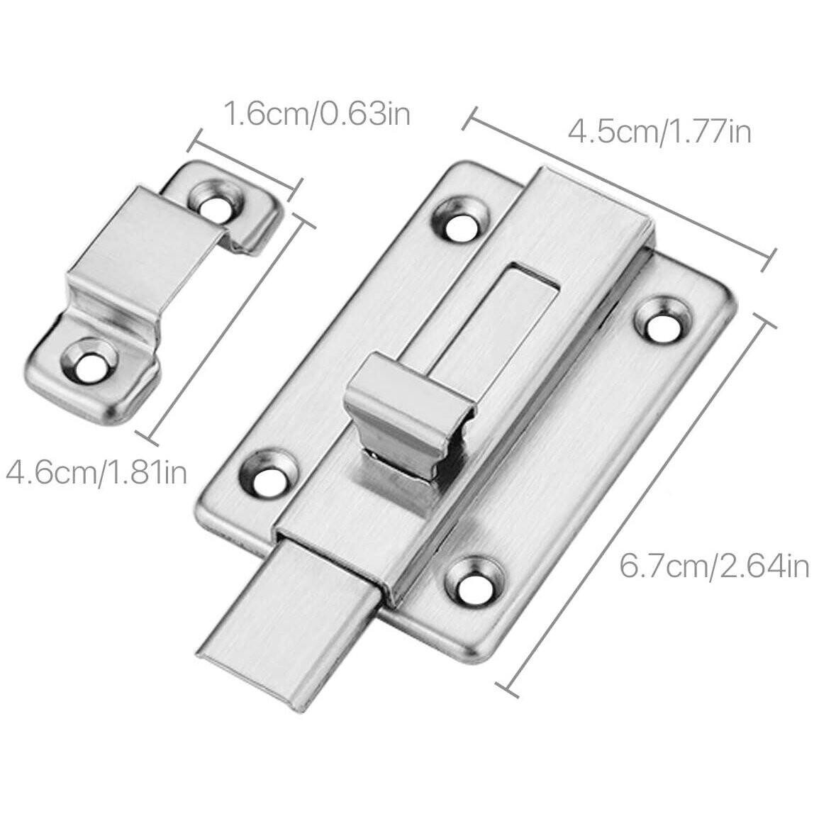 Door Bolts, 2 Pieces Stainless Steel Latch Sliding Door Lock, Surface ...
