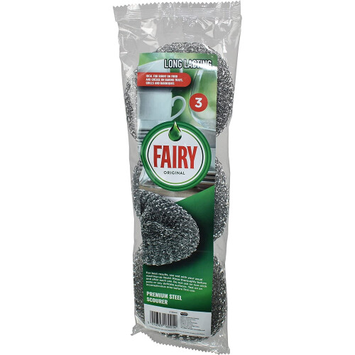 Addis Fairy Original Premium Steel Wool Pot & pan Scourers, Pack of 3 ...
