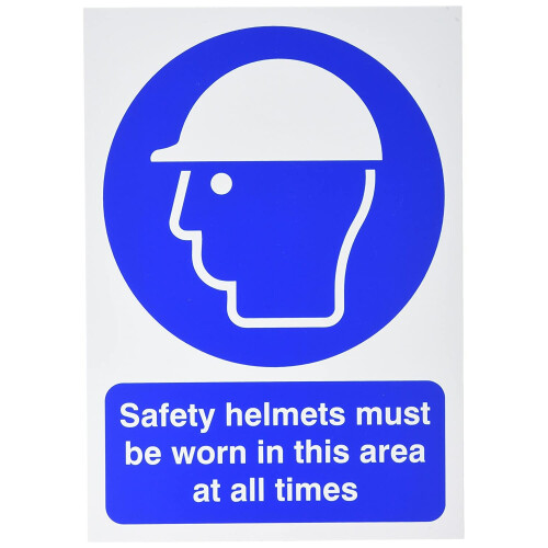 SIGNS & LABELS MA04650R Safety Sign, Helmets Must be Worn, A4 PVC on OnBuy