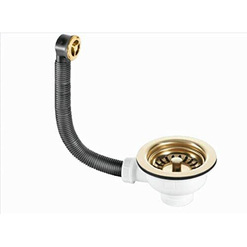 MCALPINE Kitchen Sink TAP Basket Strainer Waste+ Overflow Gold Effect ...