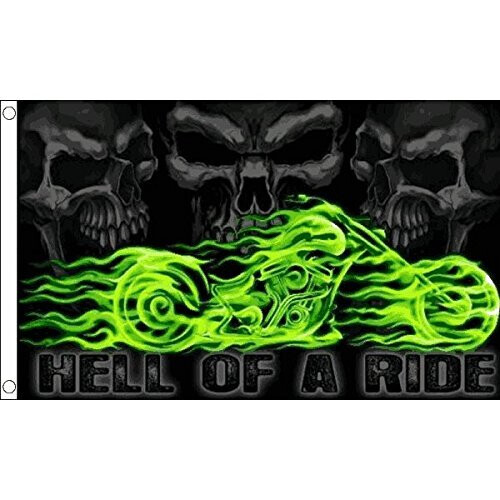 AZ FLAG Skull Hell of a Ride Flag 3' x 5' - Pirate biker flags 90 x 150 ...