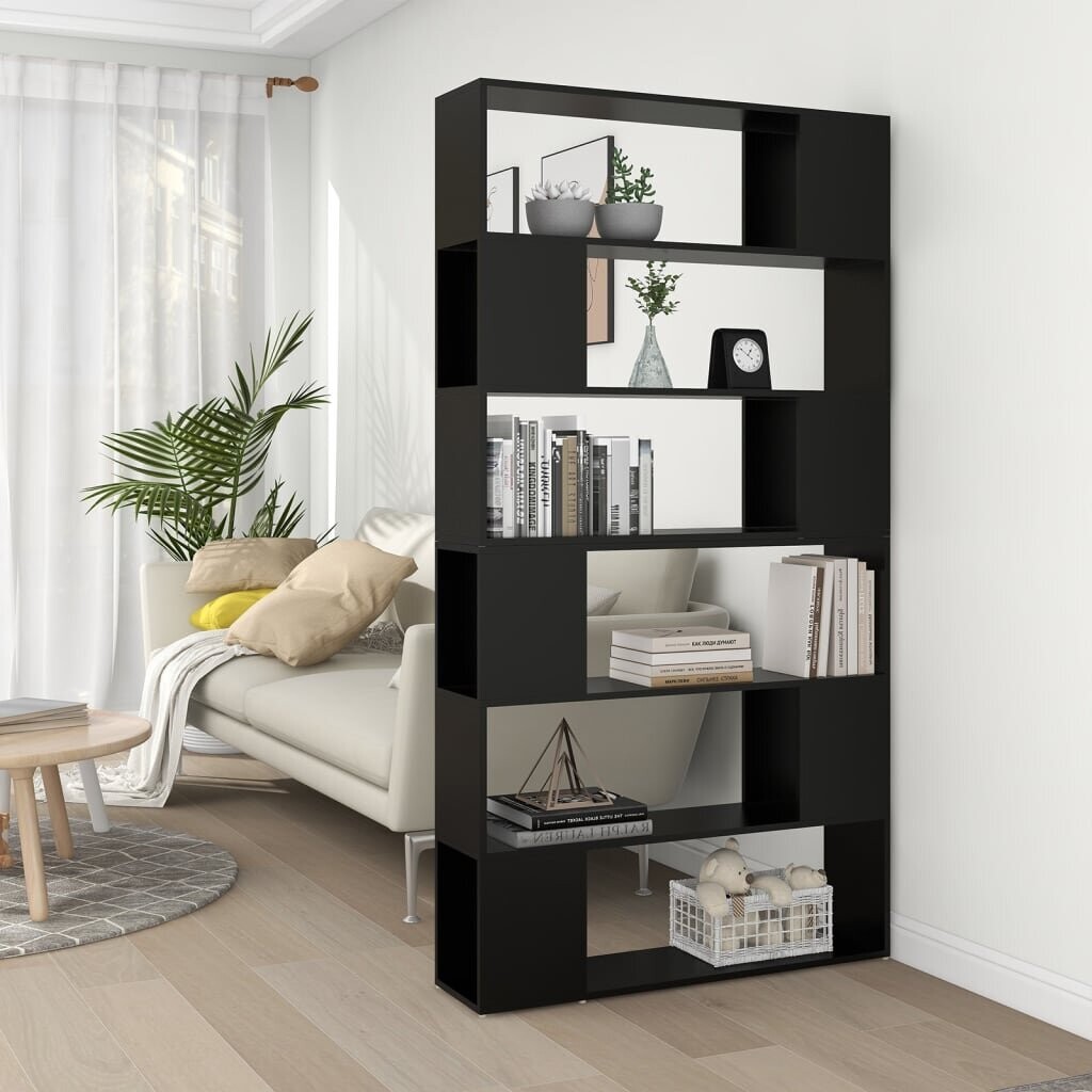 vidaXL Book Cabinet Room Divider Black Bookcase Room Partition Privacy ...