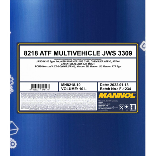 Mannol ATF Multivehicle O.E.M JWS 330 - 10L x 2 on OnBuy