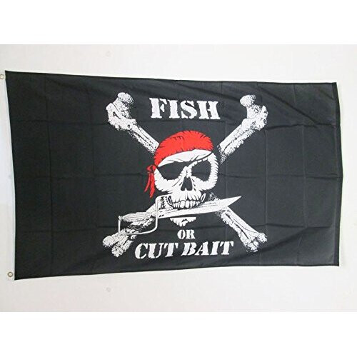 AZ FLAG Fish or Cut Bait Pirate Red bandana Flag 3' x 5' - skull ...