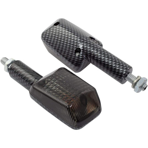 Motorcycle Long Stem Mini Indicators With Carbon Body And Smoked Lens ...
