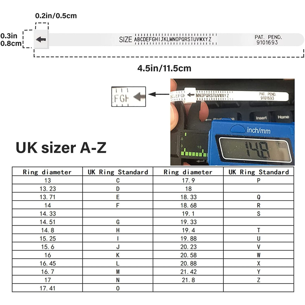 Ring Sizer UK Ring Sizer Measures Finger Gauge Ring Measurement Tool ...