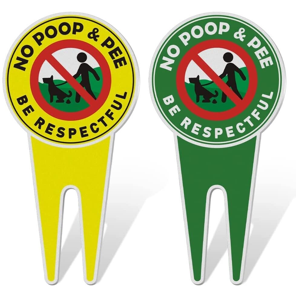2 Pcs 30 x 15 cm Double Sided Aluminum No Dog Peeing Sign, No Pooping ...