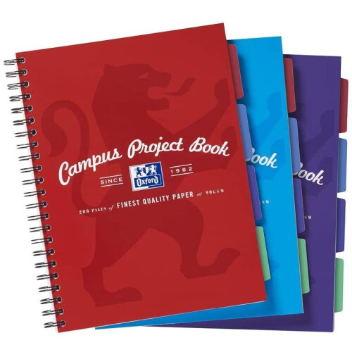 Oxford Campus, A4 Project book, A4 Notebook lined with Dividers ...