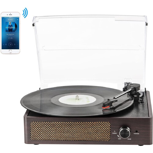 Mersoco Record Player Turntable for Vinyl with Built-in Speakers 3-Speed Vintage LP Player ...