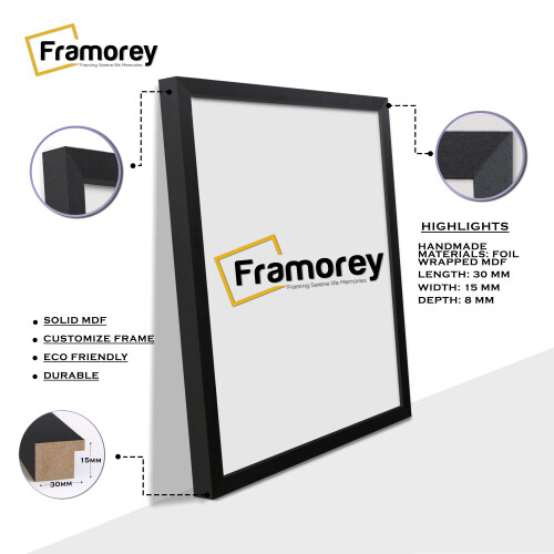 (40x60 CM) Matt Black Picture Frame / Wall Art Frames / Flat Wooden ...