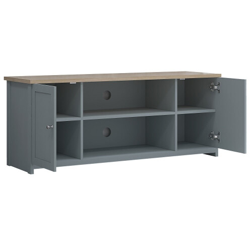 FWStyle Traditional Large Grey TV Unit With Storage Cabinet Fits 60" TV ...