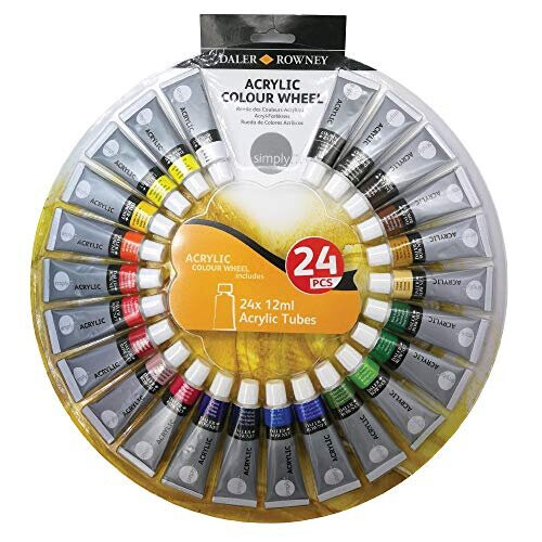 Daler Rowney simply acrylic colour wheel paint set of 24 tubes of 12ml ...